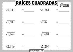 Raíz Cuadrada Ejercicios: Examen Tipo Test Nivel 1